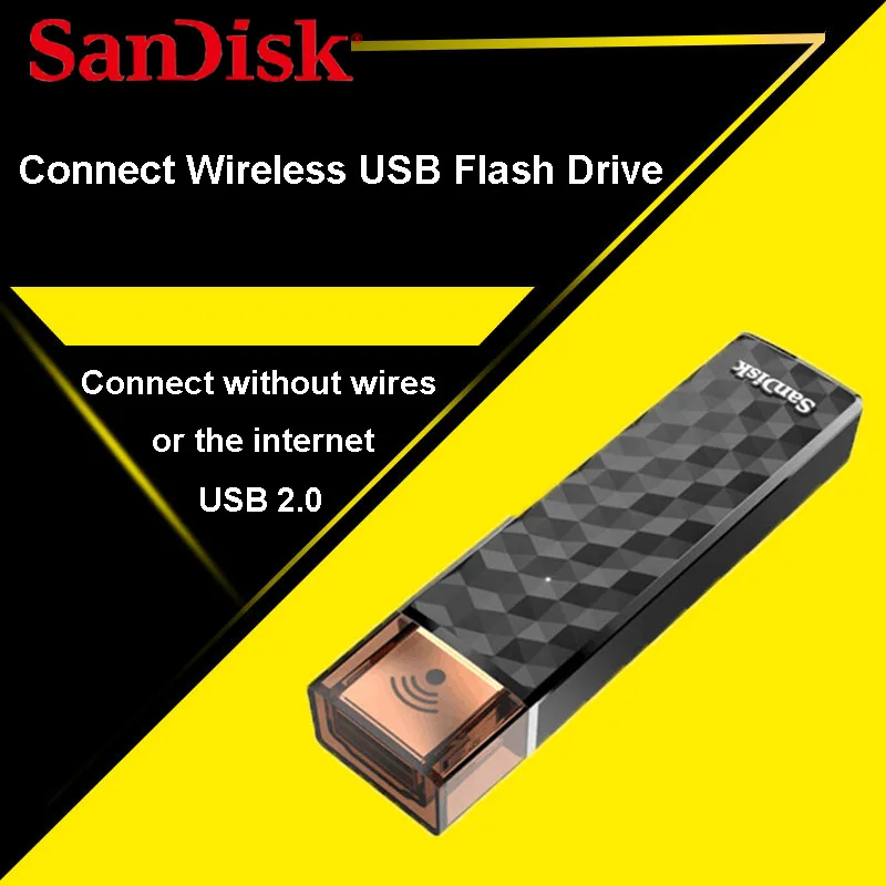 SanDisk SDWS4 Connect Wireless Stick USB Flash Drive 64GB Wi Fi + USB 2 ...