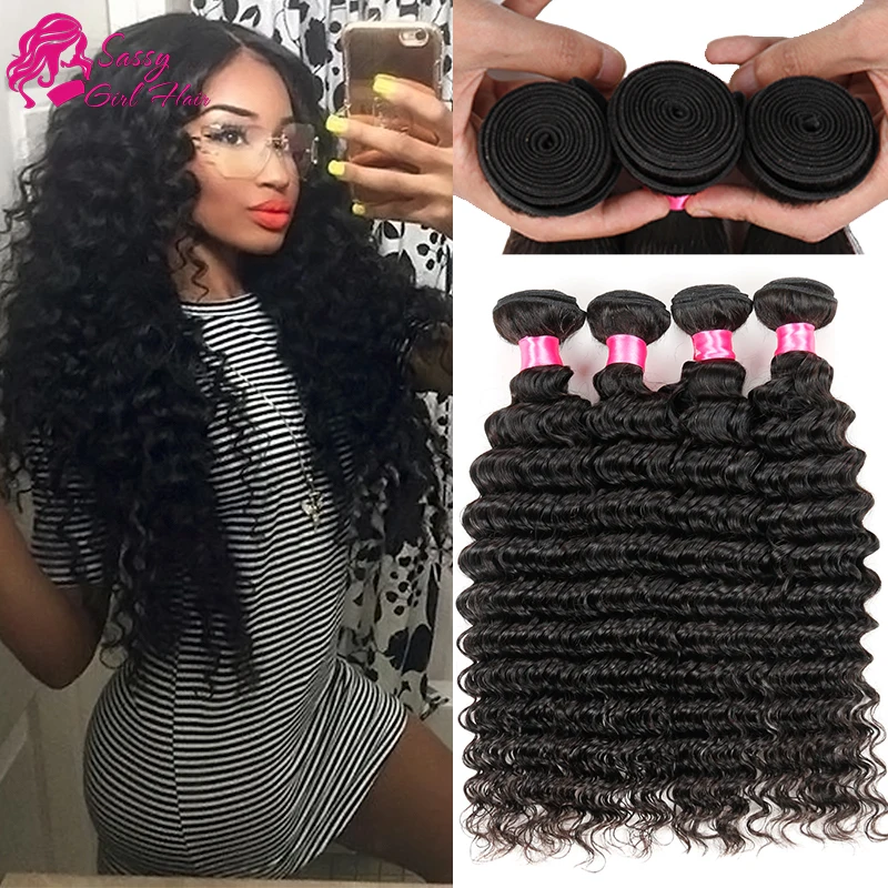 Deep Wave Brazilian Hair 4 Bundle 7a Unprocessed Virgin Hair Brazillian ...