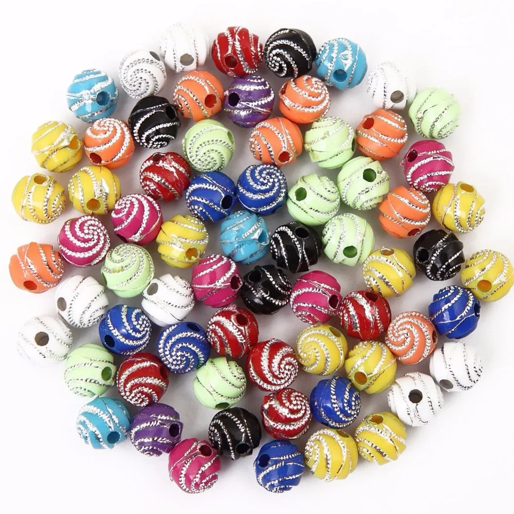 300Pcs 8mm 10mm Screw Shiny Acrylic Round Ball Spacer Loose Beads ...