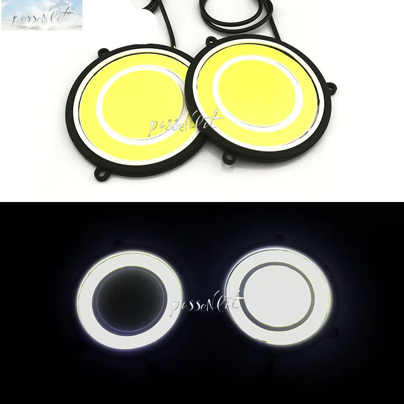 2pcs Round 12v LED DRL COB DRL Round 30W diameter Car Auto Light Daytime Running Light White DRL ...