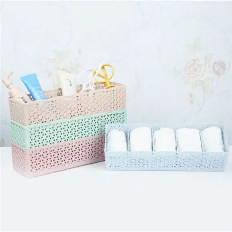 Plastic 5 Grids Storage Basket Wardrobe Organizer Women Men Storage Box ...
