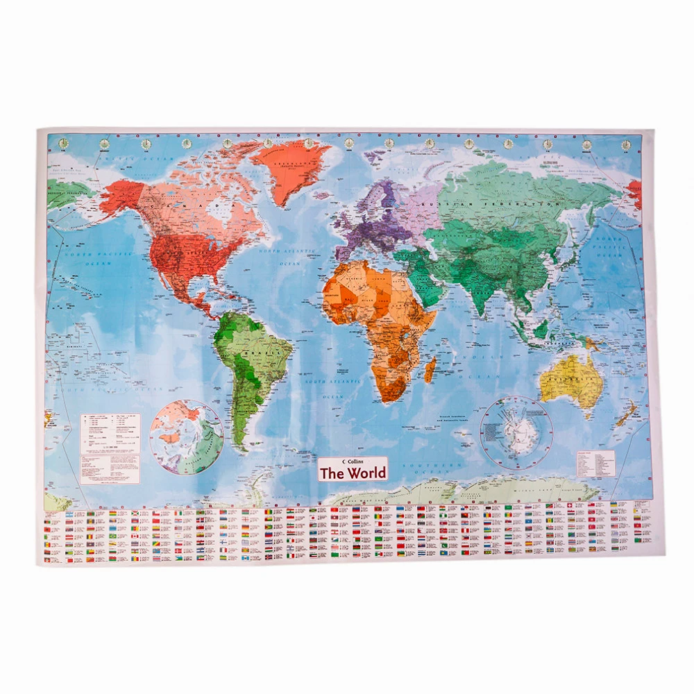 New Arrival Large World Map Home Decoration Detailed English Wall Chart ...