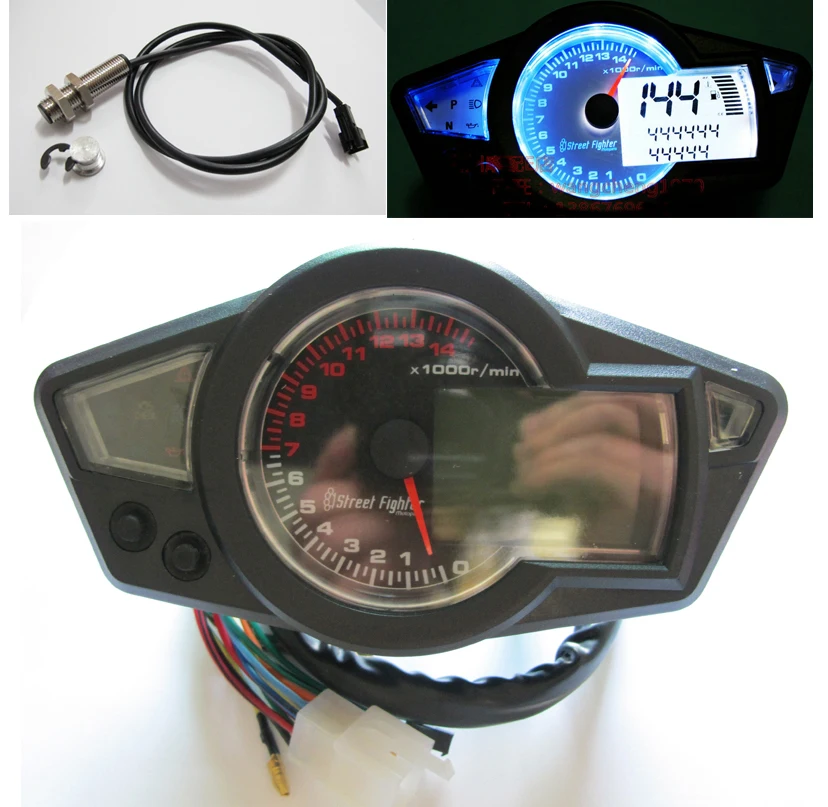 14000 RPM mph/kmh LCD Digital Speedometer Tachometer Odometer ...