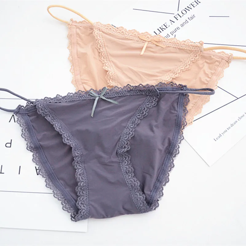 SP & CITY bragas de encaje de seda de hielo para mujer, ropa interior ...