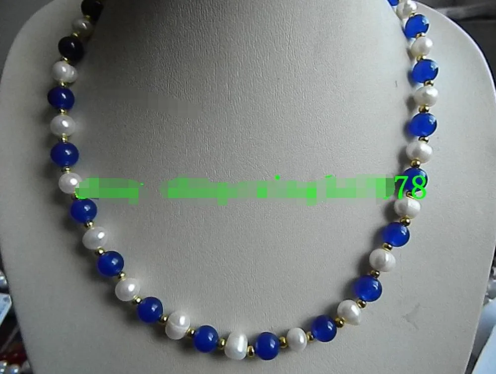 Joyería de venta> Nuevo y hermoso collar de perlas cultivadas azules y ...