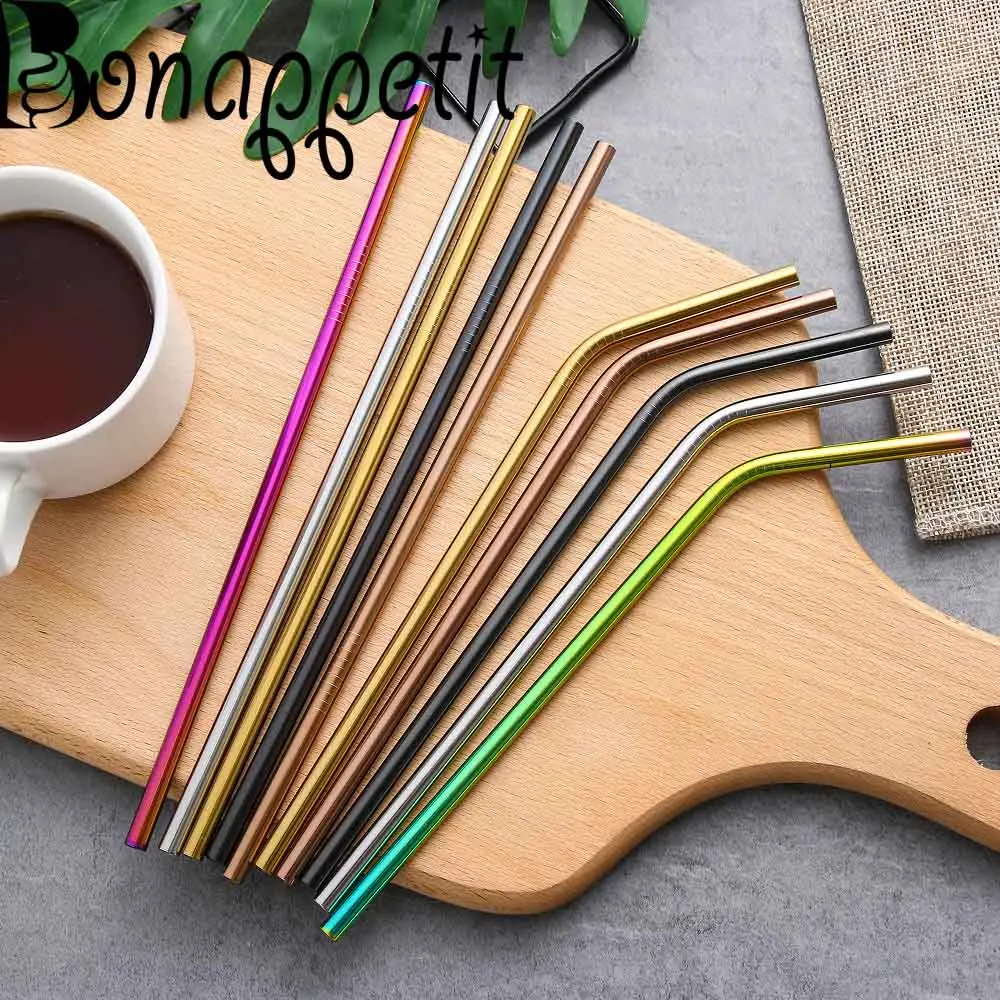 New Reusable Drinking Straw Stainless Steel Eco Friendly Straightandbend
