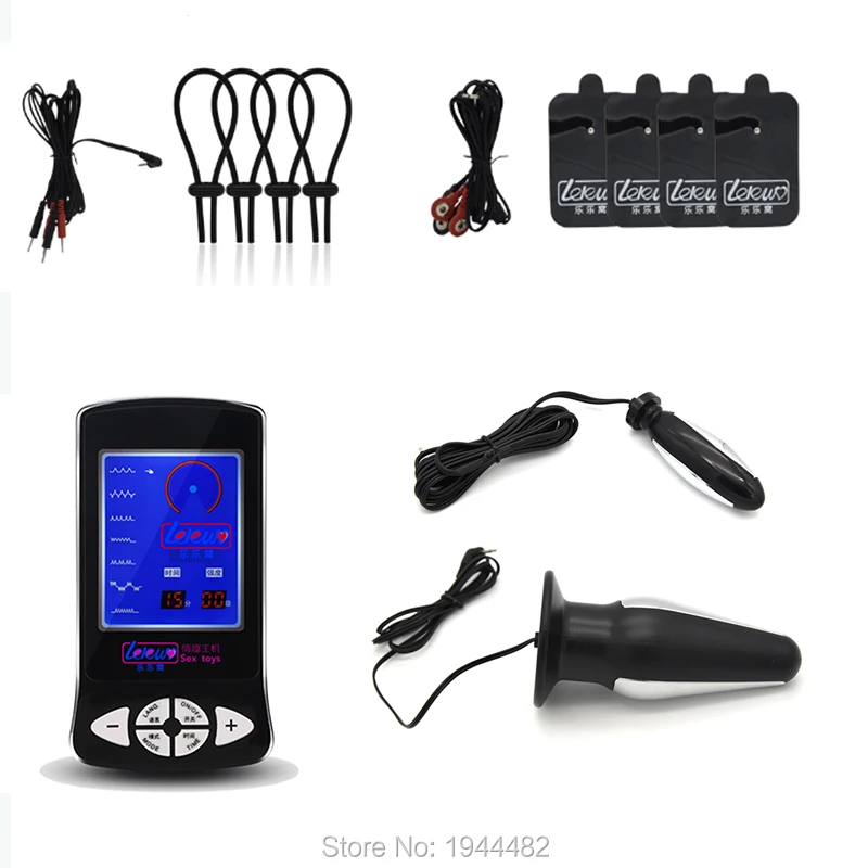 Electro-Shock-Set-Penis-Erection-Enhancer-Adjustable-Cock-Ring-Electro ...