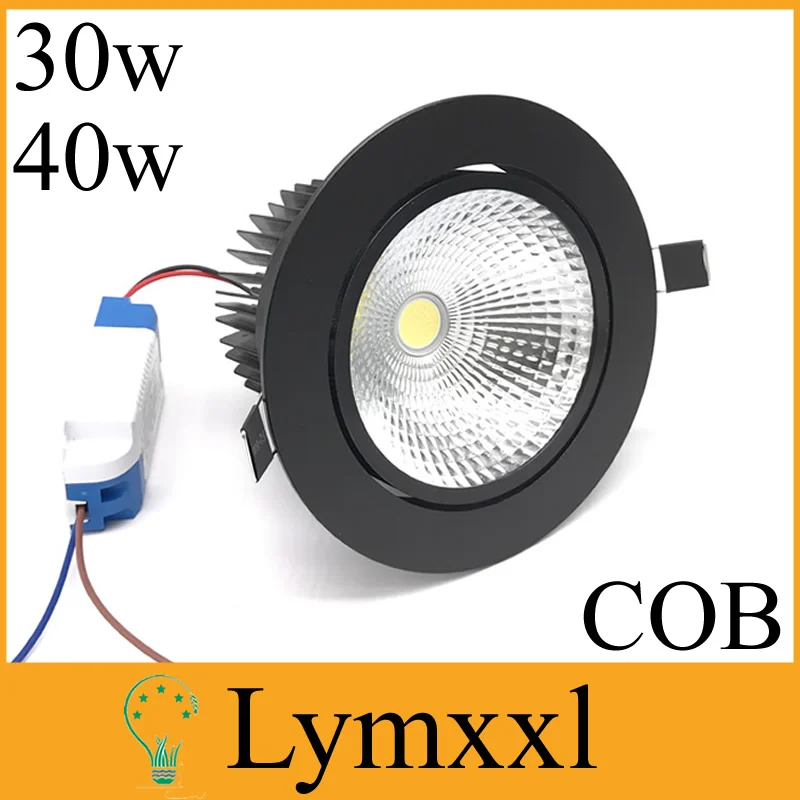 Black shell Cob led downlight Cob 30W 40W Led Recessed Downlights Dimmable Led Ceiling Down ...