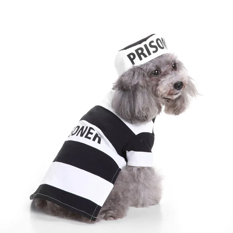 Funny Pet Police and Prisoner Dress Up Suit Dog Clothes for Small Dogs ...