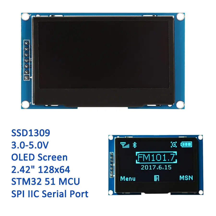 2 42 12864 Lcd Oled Display Module Spi Iic I2c Oleds Blue Screen 3v 5v 2 42 Oled Ssd1309