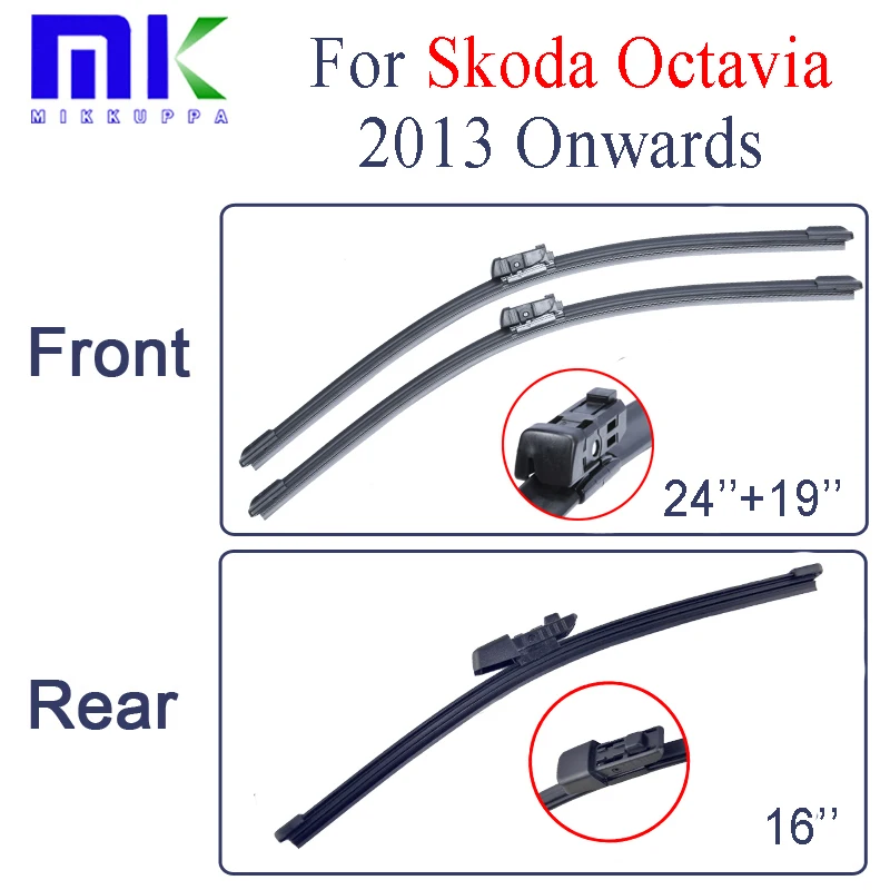 Front & Rear Wiper Blades For Skoda Octavia 2013 2014 2015 2016 Natural ...