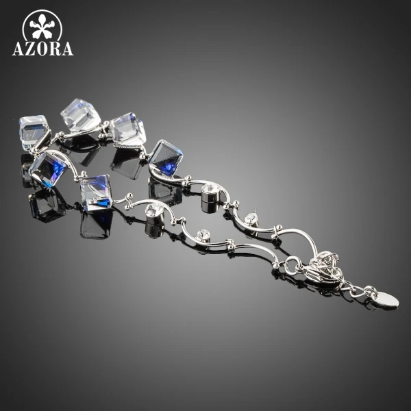 AZORA белого золота цвет 6 шт. синий куб Stellux Шарм из австрийского кристалла браслет TS0016