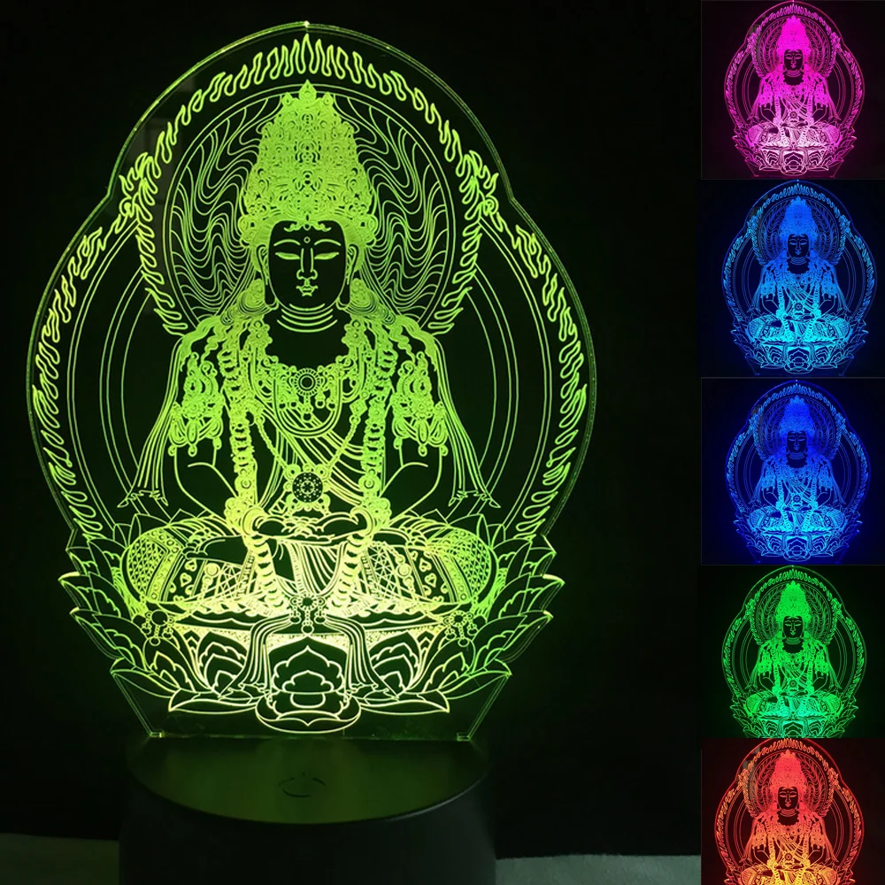 3D Buddha hLampara LED Decor Retro Vintage Atmosphere Bulbing Light ...