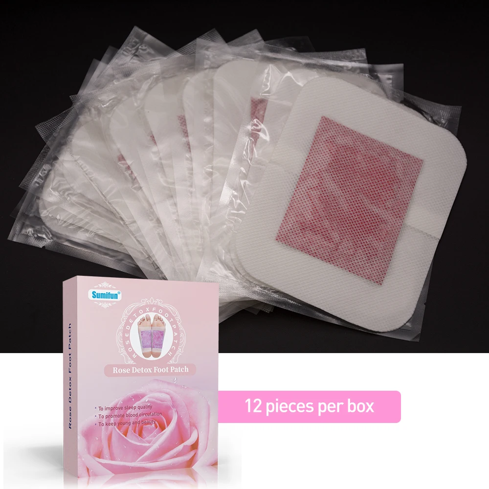 12Pcs/Box Chinese Medical Plaster Rose Detox Foot Patches Improve Sleep ...