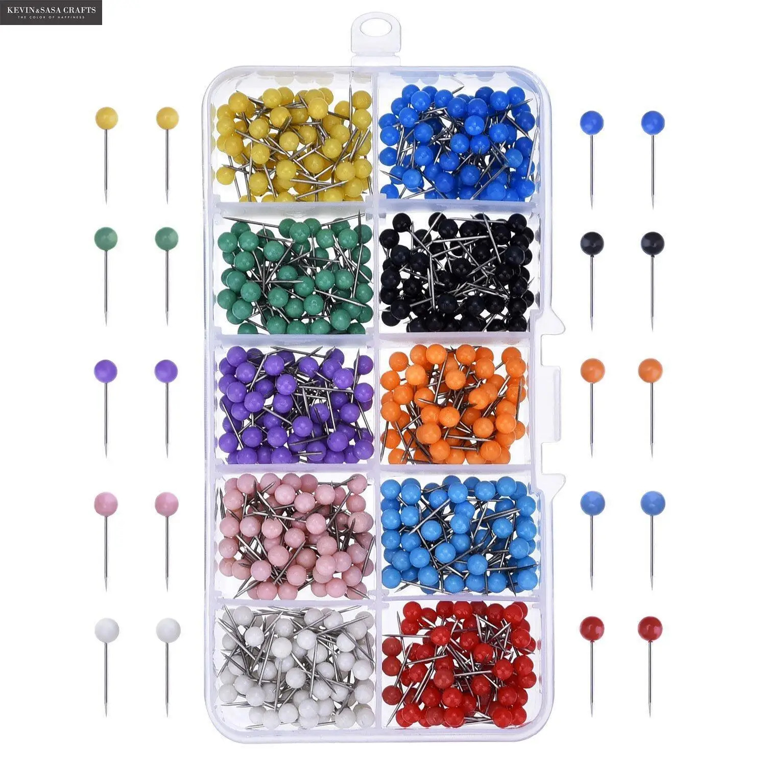 500Pcs/Set Colorful Push Pins Set Quality Metal Pushpin Thumbtack ...