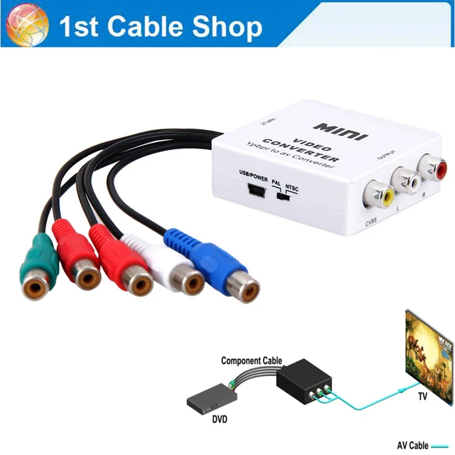 RGB 5 RCA Ypbpr component to AV composite 3 RCA video audio converter ...