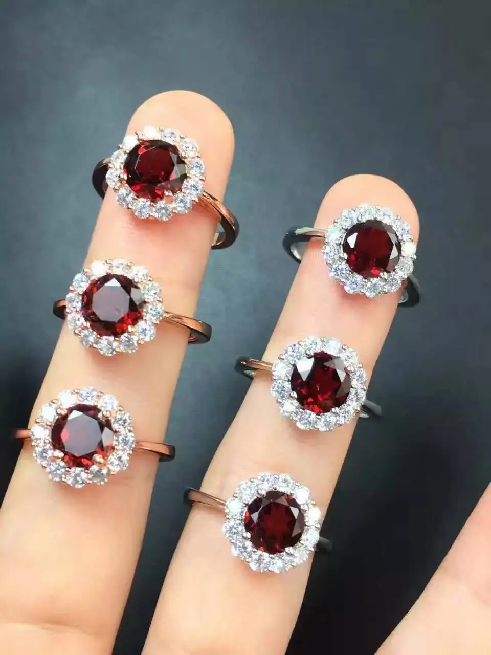 Natural red garnet gem Ring Natural gemstone ring 925 sterling silver ...