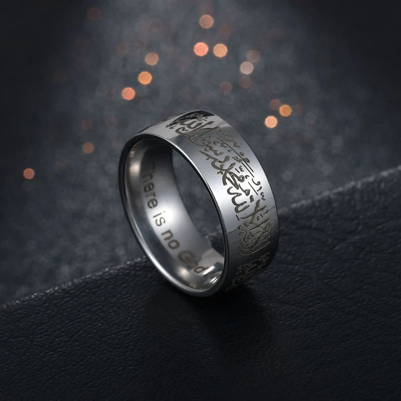 Auxauxme Titanium Steel Quran Messager rings Gold Muslim religious ...