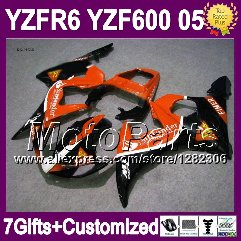 Orange FIMER 7gifts+Body For YAMAHA YZF R6 YZF600 05 2005 1*171 YZFR6 ...