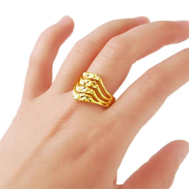 Fashion Design Gold Color Finger Rings Women Wedding Jewelry Ring Gold Filled Golden Rings Size 6 7 8 9 R002 AliExpress