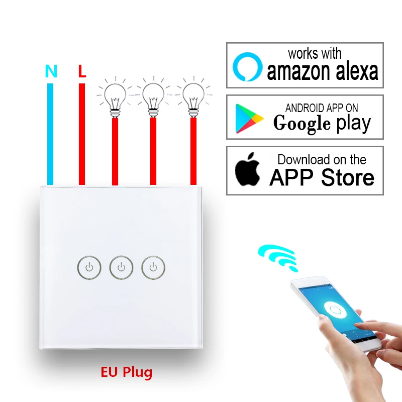 Aliexpress.com : Buy WiFi Switch Touch 3Gang EU Automation Module Smart ...