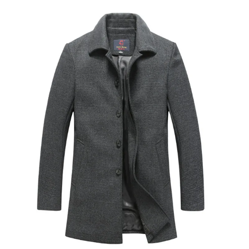 2018 Autumn Winter Long Woolen Snow Coat For Men Wool Jackets Coat Turn ...