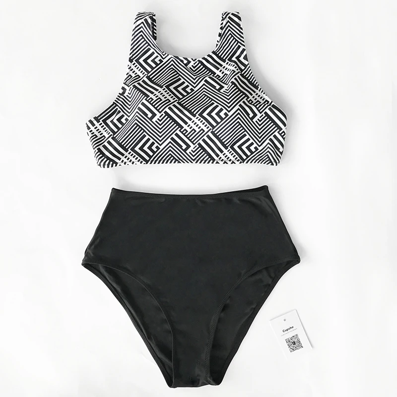 Cupshe Hide And Seek Tank Bikini Set High Waisted Swimsuit Bathing Suit Brazilian Biquini