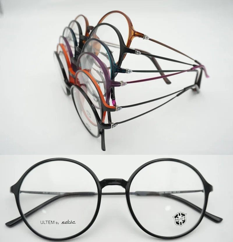 BLSY 2208 kroea new model beta ultem glasses round full rim stainless steel thin super light ...