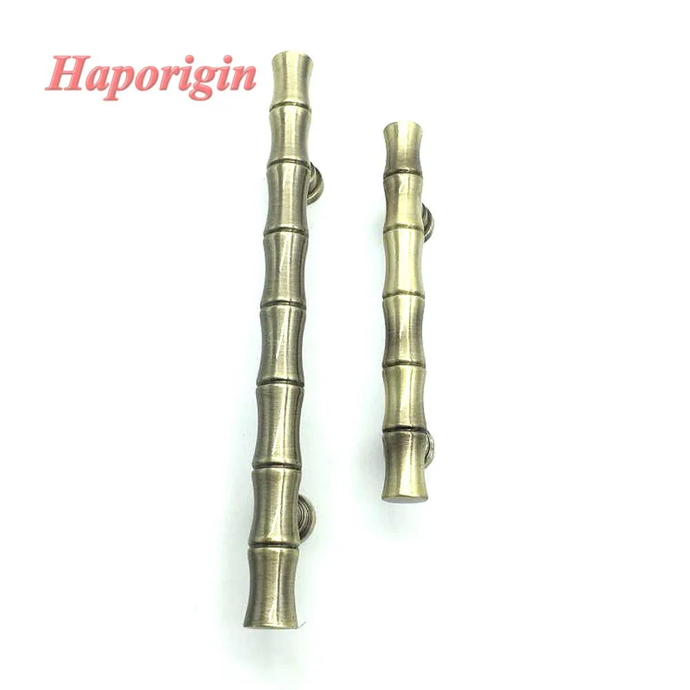 2x Vintage Bronze Bamboo Cabinet Drawer Handles Furniture Pulls ...
