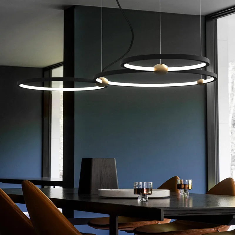 로프트 디자이너 Led 원형 펜던트 조명 크리에이티브 독특한 Lopp 식당 행잉 조명 레트로 Led 호텔 홀 빌라 데코
