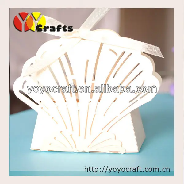 2017 3d laser cut 3d luxury beach sea shell box wedding favor candy box ...