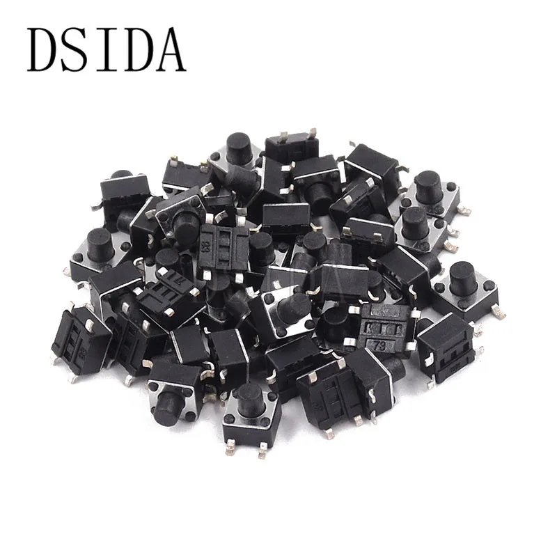 Mini interruptor de botón táctil PCB, Micro interruptor SMD de 4 pines, 4x4,5x3,8/4,3/4,5/5/6/7 ...