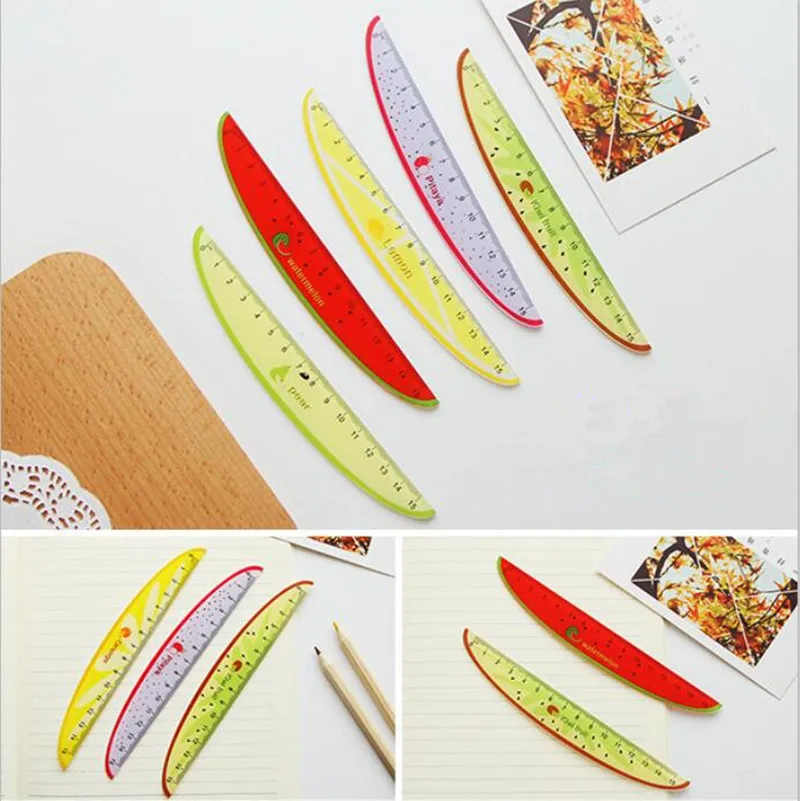 15cm Cute Kawaii Stationery Fruit Plastic Ruler Kiwi Watermelon Pitaya ...