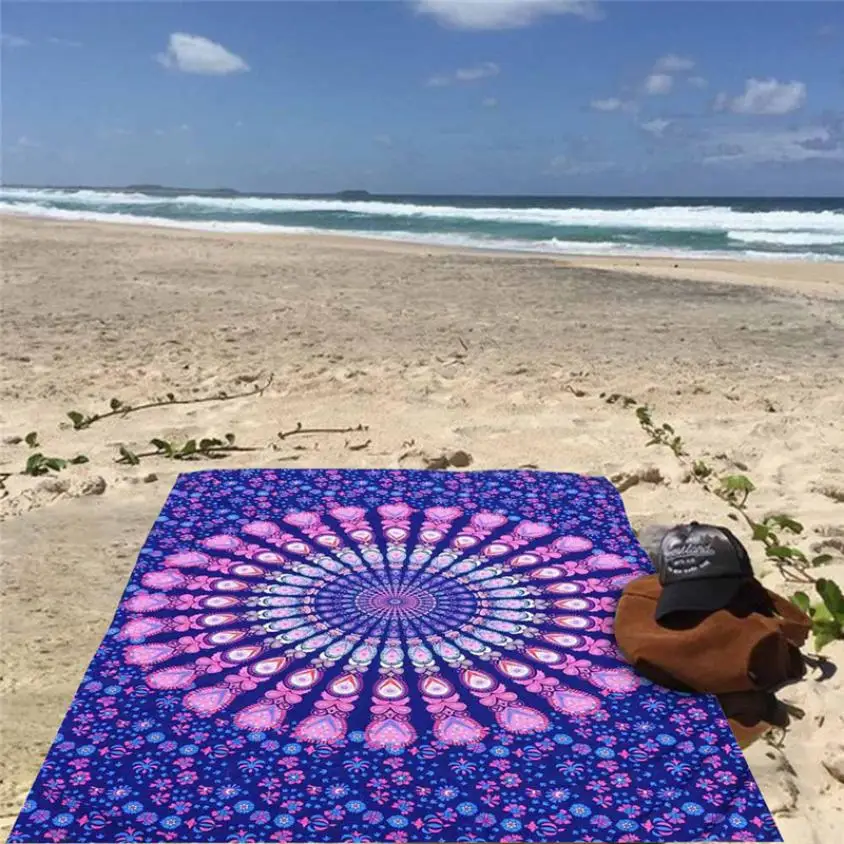 Beach Towel Purple Rectangular Beach Towels Cover Up Bikini Boho Summer Dress Swimwear Bathing