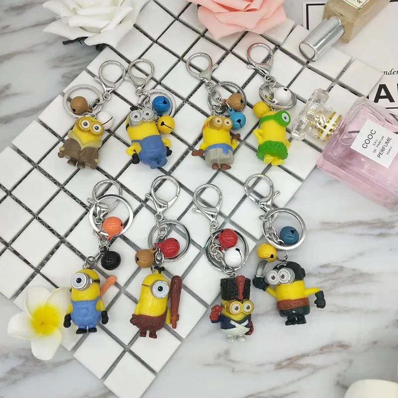 1Pc Fashion Lovely Cartoon Minions Keychain For Women Bag KeyRing Car ...