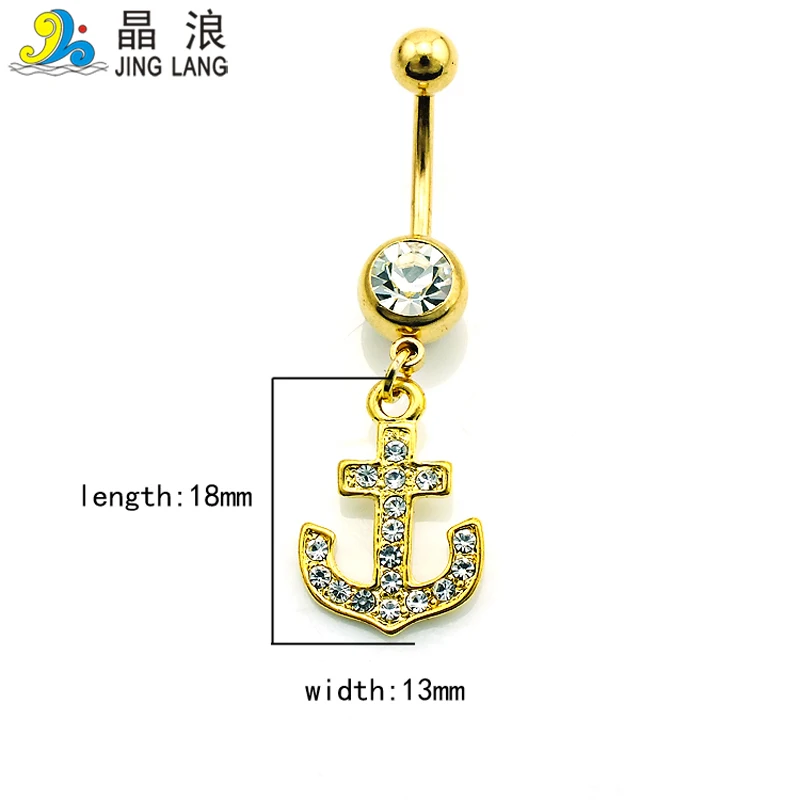 Gold Anchor Belly Button Rings