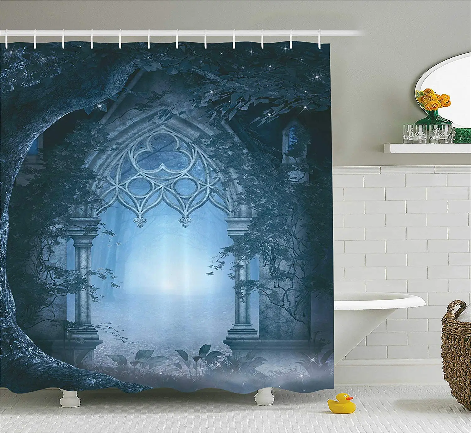 Fantasy House Shower Curtain Passage Doorway Through Enchanted Foggy ...