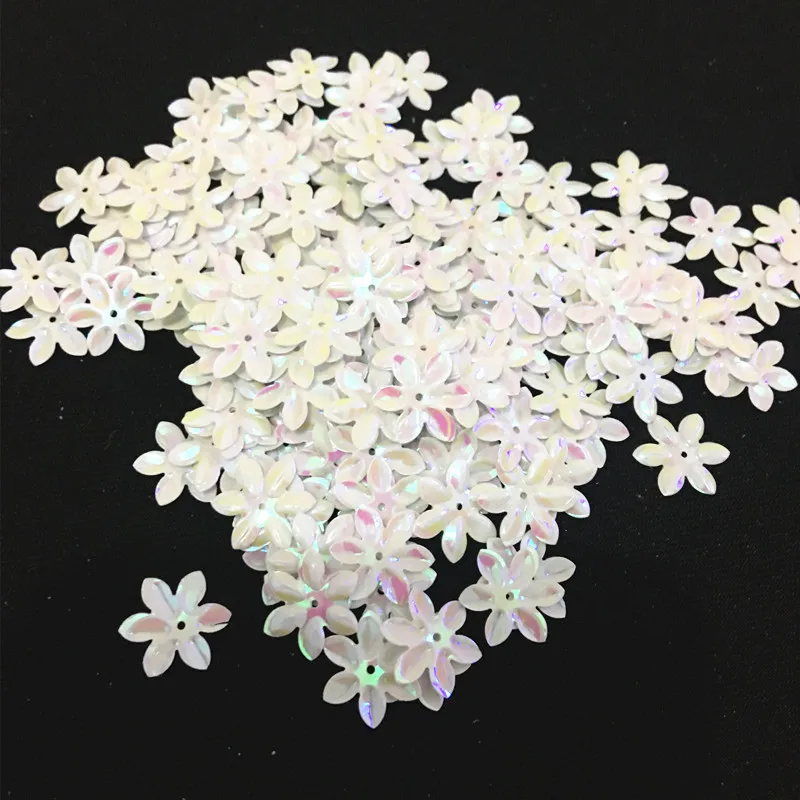 1000pcs 12MM White AB Color Shiny Pvc Flower Sequins Embellishments For ...