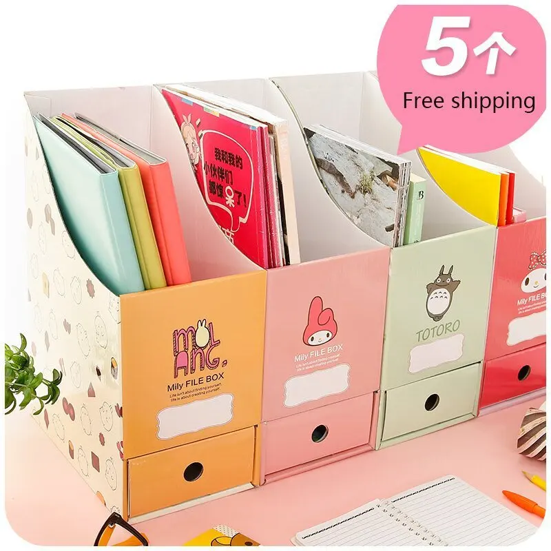 Lovely Paper Desktop Storage Box Korea Creative Office File Shelf ...
