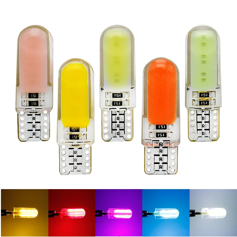 10pcs T10 194 W5W Silicone Case 12 Chips COB Crystal Bulb LED Car Wedge Interior Light Auto ...