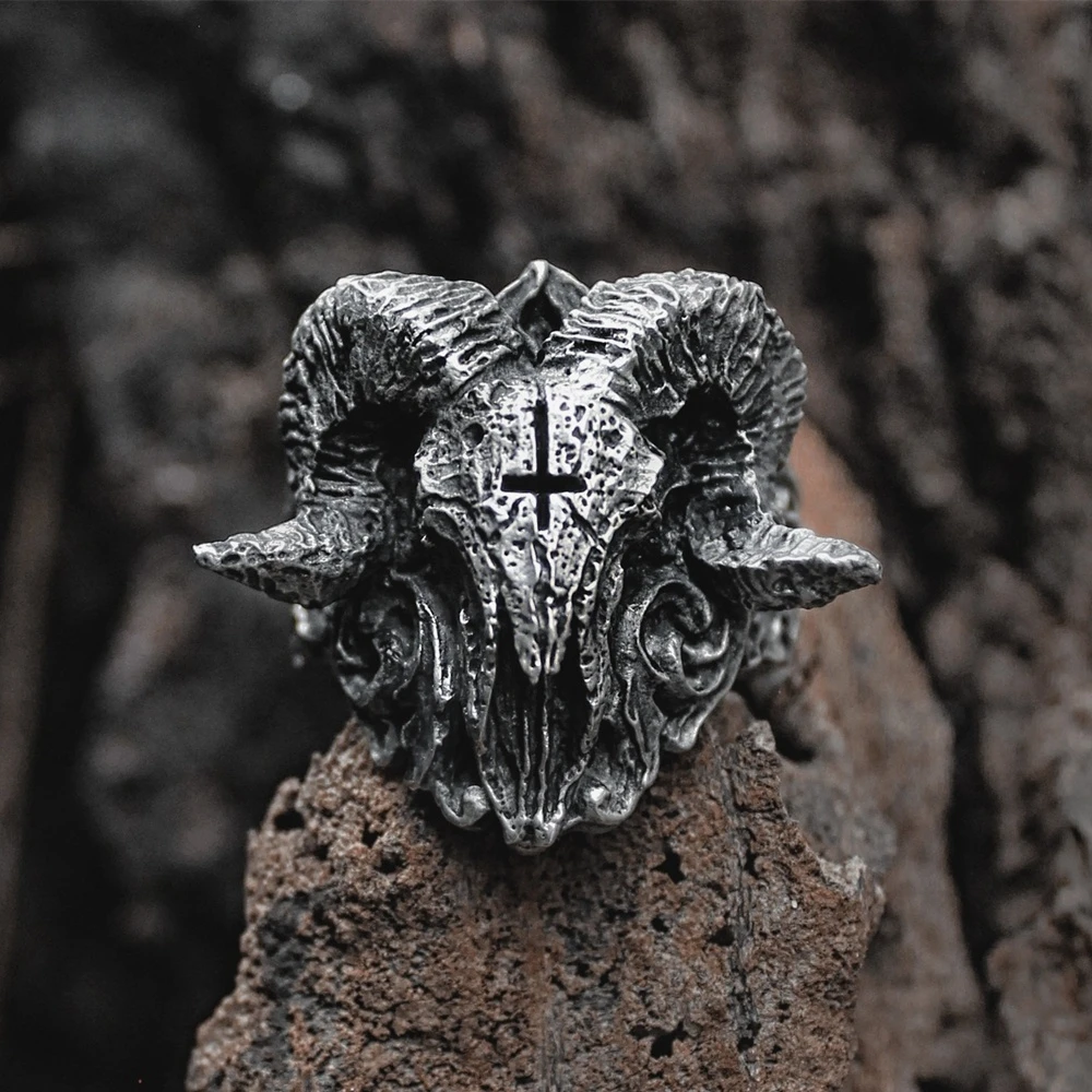 Unique Punk Gothic Satanic Demon Sorath Skull Ring Men 316L Stainless ...