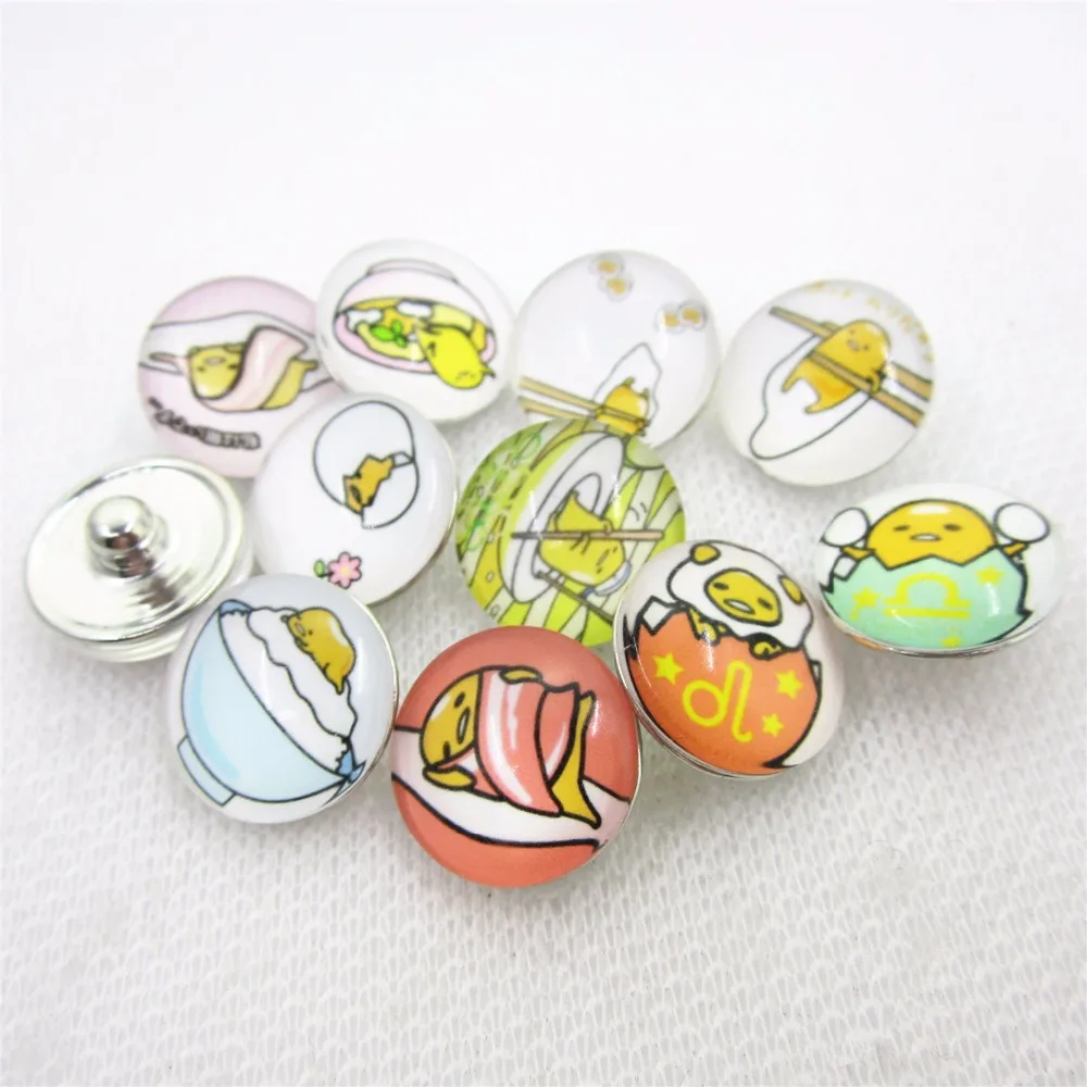 10pcs Mix Cute Eggs Snap Buttons Glass 18mm Ginger Buttons Diy Snaps ...