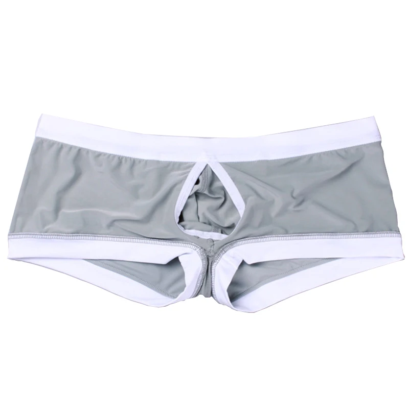 Penis Hole Boxer Shorts Men White Jj Open Front Underwear Male Sexy ...