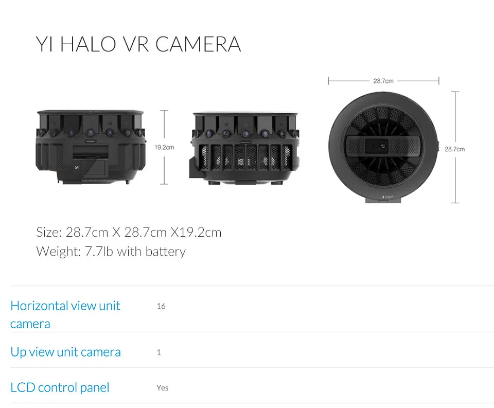 Yi Halo Vr Camera 3d-360 Camera 5ghz Wi-fi 2.2 Inch Lcd Touch Screen ...