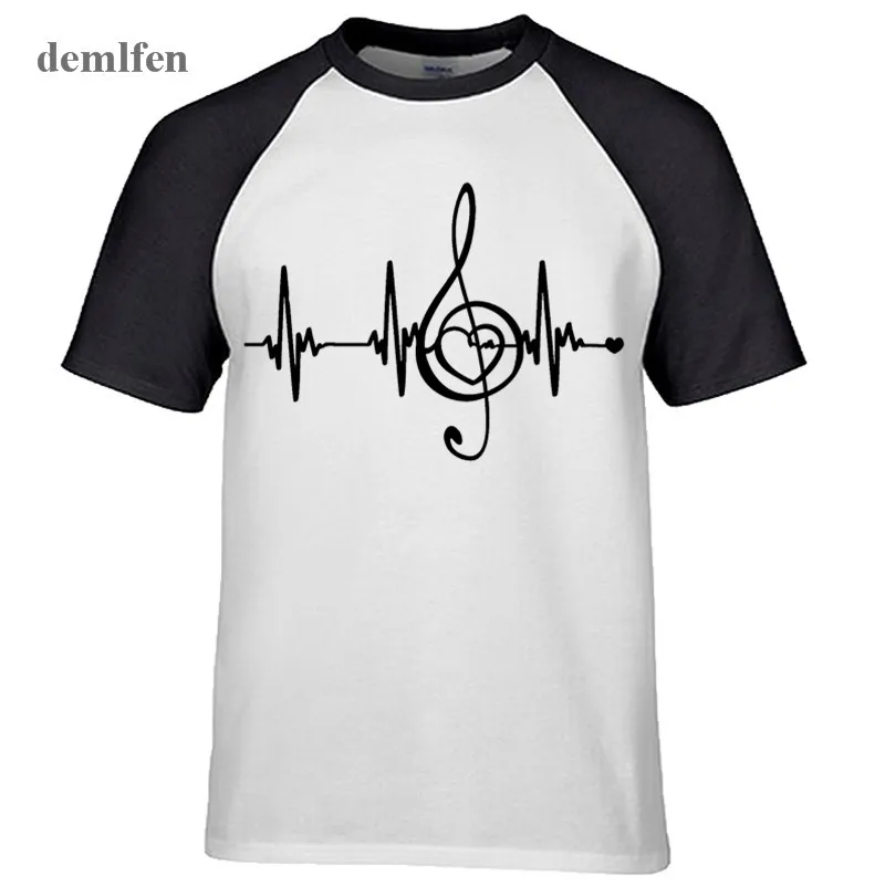 Men s T Shirt Creative Music Pulse Heartbeat Lines T Shirt Cool