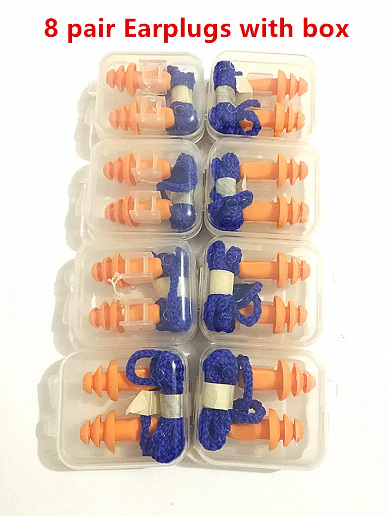8pair With Box Soft Silicone Corded Ear Plugs Ears Protector Reusable ...