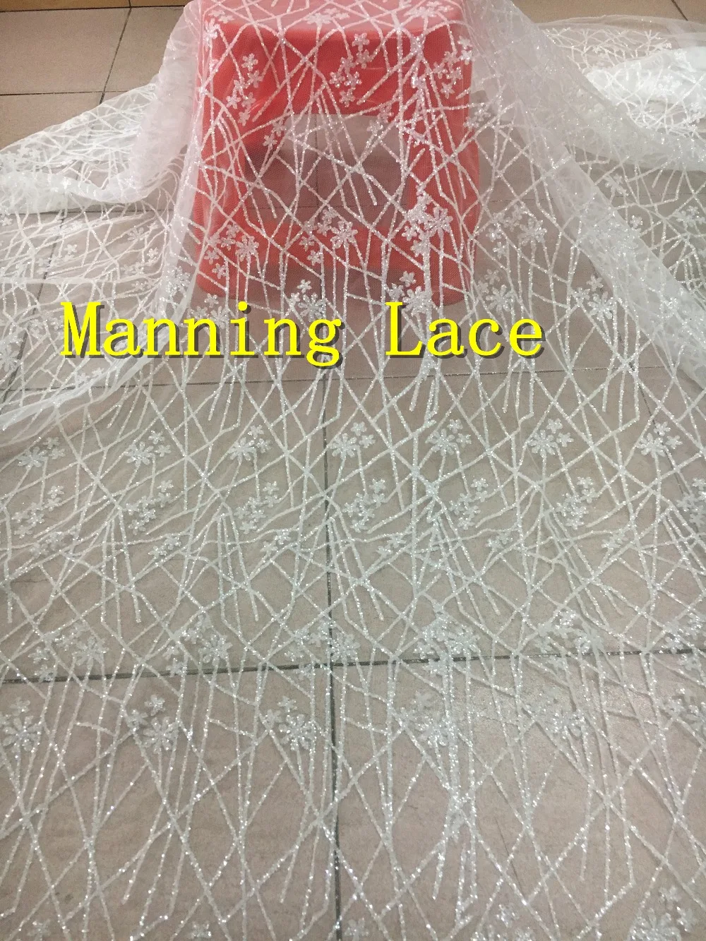 modern design french net lace fabric with clear white nice glued ...