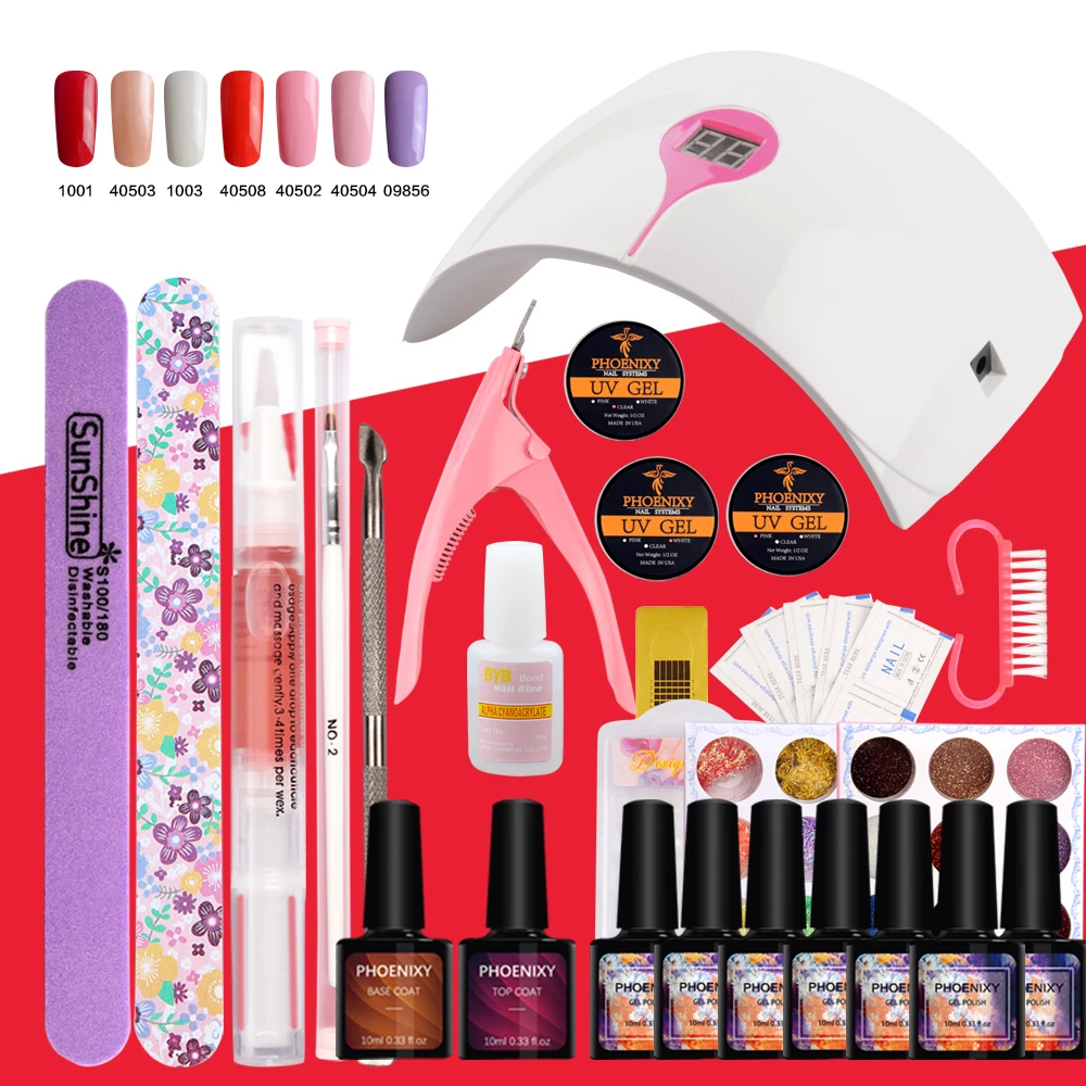 Nail Set 36W LED Lamp With 7Pcs Gel Nail Polish Soak Off Manicure ...