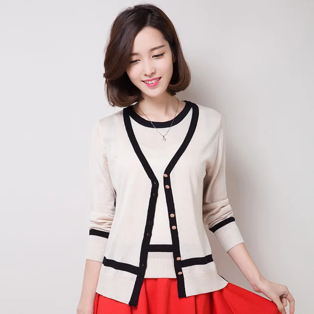 Autumn Women Two Piece Knitted Sweater Cardigans Fashion Sweaters Lady ...