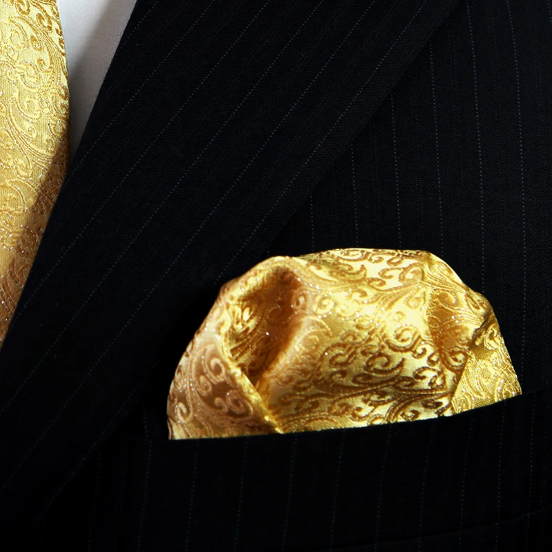 Geometric-Floral-Yellow-Gold-Man-s-Pocket-Square-100-Silk-Classy ...